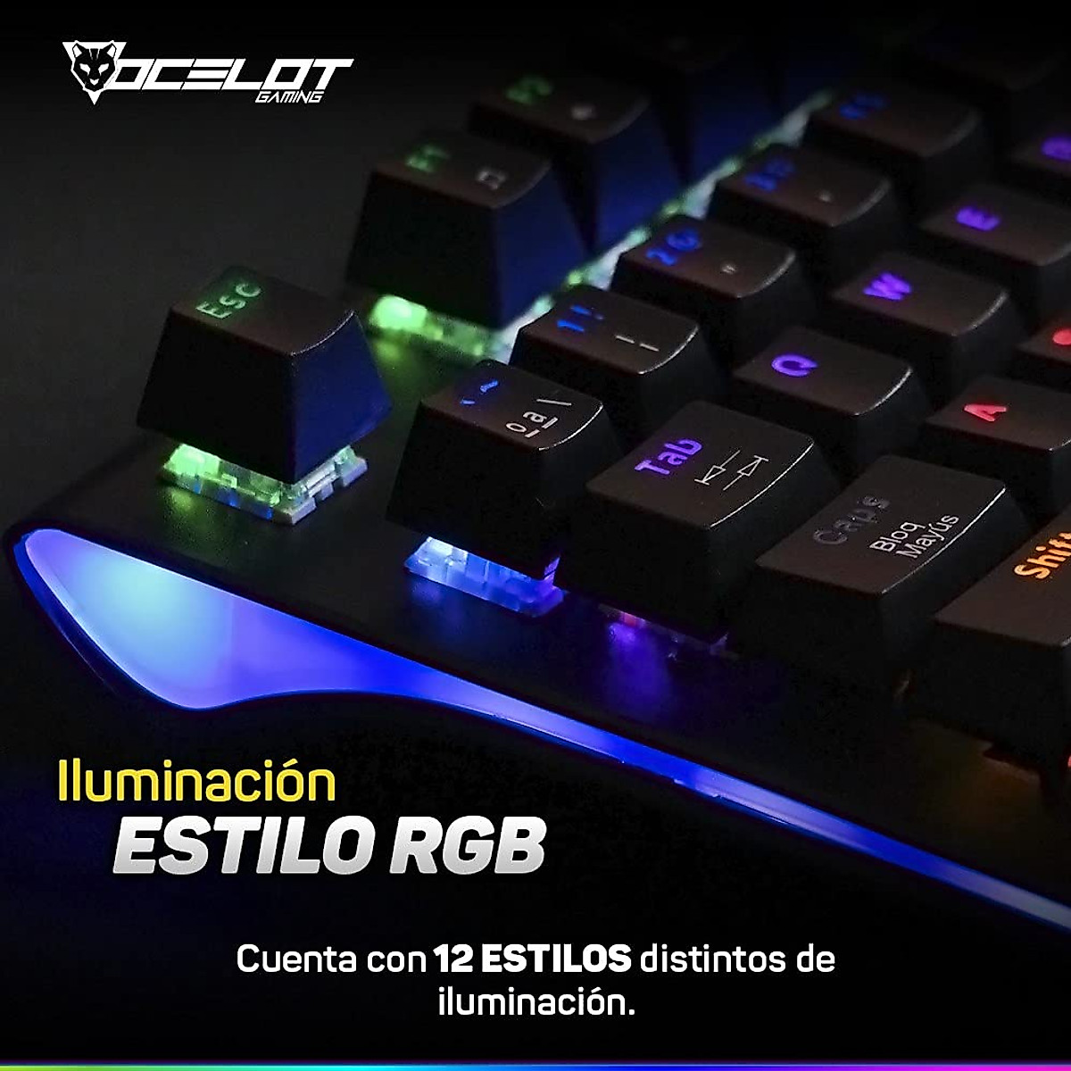 Ocelot Gaming by Quaroni Compact Wired Gaming Keyboard - Mechanical - RGB