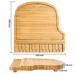 Piano Music Gifts for Music Teachers - Piano-Shaped Decorative Tray, Music Decor Gifts for Women, Music-Themed Gifts for Music Lovers, Musician Gifts, Perfume Tray, 9.85 "x9.85 x1.3, Bamboo