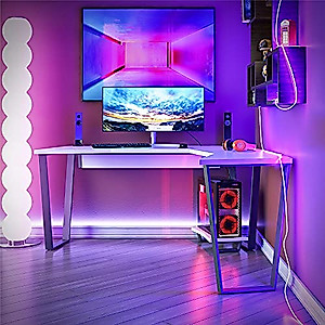 NTENSE Genesis Gaming L-Shaped Desk with CPU Stand, Corner Desk, Home Gaming Desk, Writing Workstation, Battle Station, Ergonomic Desk, Space Saving, White