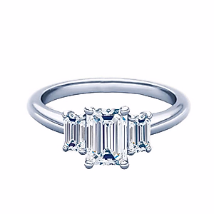 2 TCW Emerald Cut Moissanite Solitaire With accents Engagement Bridal Ring For Women In 10KT Solid Gold In Prong Setting For Wedding Anniversary ( Center 1 CT , Clarity VVS1-VVS2 , Color D-E,8)