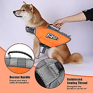 Ownpets Dog Life Jacket, Reflective Dog Safety Vest Adjustable Pet Life Preserver with Strong Buoyancy and Durable Rescue Handle for Swimming, Surfing, Boating,X-Large