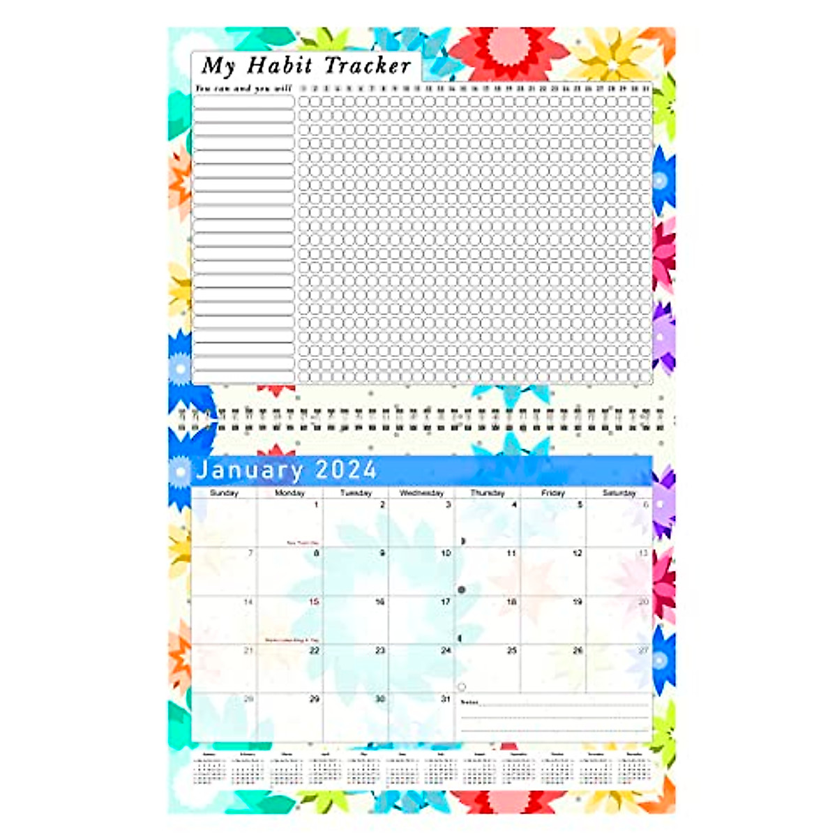 2024 Monthly Desktop/Wall Calendar/Planner - Habit Tracker - Daily, Weekly & Monthly Goal Motivational Habit Tracking Journal Inspirational - (Edition #01)