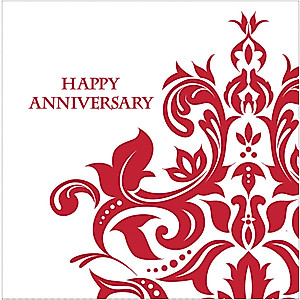 Creative Converting 36 Count 3 Ply Happy Anniversary Lunch Napkins, Ruby