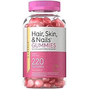 Carlyle Hair, Skin and Nails Gummies | 220 Count | Fruit Flavor Gummy Vitamins | with Biotin | Non-GMO, Gluten Free