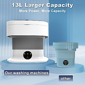Portable Washing Machine, 13L Small Foldable Washer with Spin Dryer, Collapsible Mini lavadora Portatil, Compact Luandry Washer for Baby Clothes, Underwear, Socks, Travel Camping Dorm Apartments Gray
