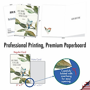 The Best Card Company Thank You Greeting Card w/ 5 x 7 Inch Envelope (1 Card) Scripture Birds C7108ETYG
