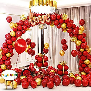 YUEARN Red Balloons, 132PCS Red Balloon Garland Kit, 18/12/10/5IN Different Size Pack, Balloon Arch Kit for Birthday Party/Baby Shower/Wedding Decor (Red, 18/12/10/5-in)