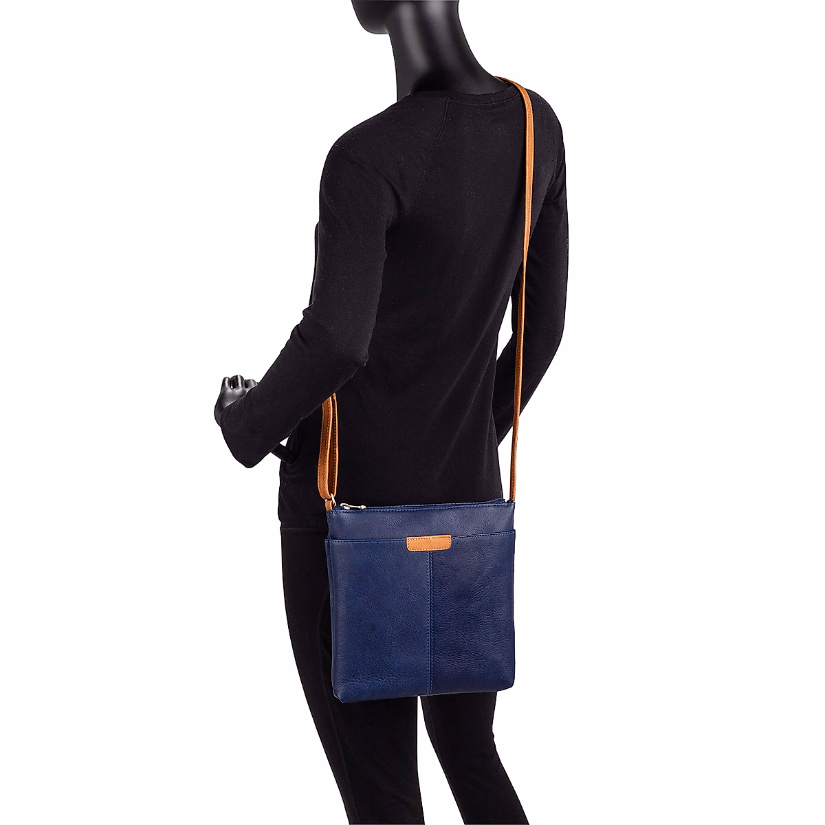 Le Donne Leather Cora Slip Pocket Crossbody - Premium Full Grain Colombian Leather, 9" x 9.5"x1" (Tan)