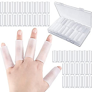 Treela 40 Pieces Gel Finger Sleeve Protectors Silicone Finger Sleeve for Thumb Trigger Finger Arthritis Silicone Finger Tubes for Preventing Bruised Cracking Hand Eczema Practising Golf