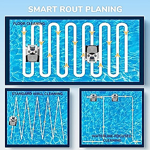 Seauto Shark Cordless Robotic Pool Vacuum Cleaner Waterline Cleaning, Wall-Climbing, Intelligent Route Planning (Multi)