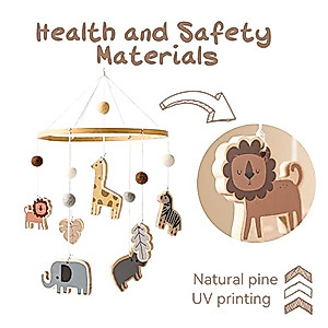 Jungle Animals Crib Mobile - Baby Mobile for Crib - Woodland Nursery Room Decor - Handmade Baby Gifts Nursery Mobiles for Baby Boys & Girls (Zoo Mobile)