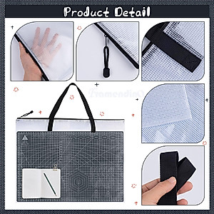 Framendino, 8 Pack 19 X 25 Inch Art Portfolio Bags With Mesh Zipper Pouch Pencil Bags Art Posters Organizer Bag for Posters Artwork Bulletin Board Black