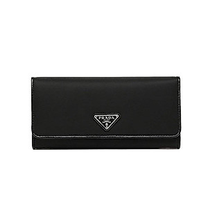 Prada Women's Nylon Logo Long Black Wallet 1MH132