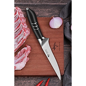 MAD SHARK Boning Knife 6 Inch, Razor Sharp German Molybdenum-vanadium Steel Butcher Knife for Meat Cutting, Deboning Knife, Brisket Meat Trimming Knife, Fish Fillet Knife, Bone Knife