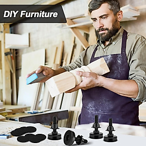 Sancagy 4 Pack Leveling Feet, 3/8-16 Threaded Furniture Legs, T-Nut Kit Adjustable Furniture Feet, Large Base Supports Adjustable Table Feet, Table/Chair/Cabinet/Sofa Adjustable Feet Levelers, Black