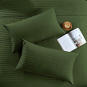 Boryard Oliver Green Quilts Queen Size, 3 Pieces Lightweight Soft Full Coverlet Bedspread Bedding Set (90x90 inches) with 2 Pillow Shams(20x26 inches)