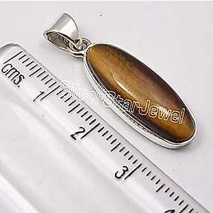 SilverStarJewel Tiger's Eye tcw 8.0 Necklace Pendant 1.3" Solid Silver Gemstone Holiday Gifting Online