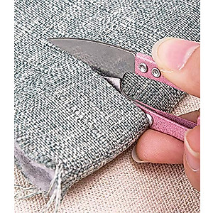 2Pcs Multicolor Mini Sewing Scissors Clipper with 2Pcs Leather Scissors Sheath Cover Small Embroidery Thread Thrum Yarn Trimming Nipper for Stitch DIY Supplies (Pink/Gray)