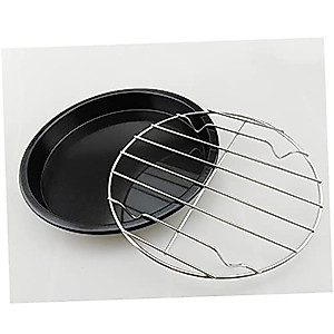 Outanaya 2pcs Stainless Steel Barbecue Grill Air Fryer Grill Rack Round Steaming Cooling Barbecue Grill Rack Outdoor Griddle Grill Outdoor Grill Net Charcoal Bbq Stand for Barbecue Silver