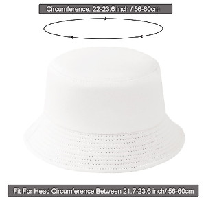 PODALOA 12 Pieces Bucket Hat Solid Color Summer Fishing Hats for Women Men Boys Girls UPF 50+(White)