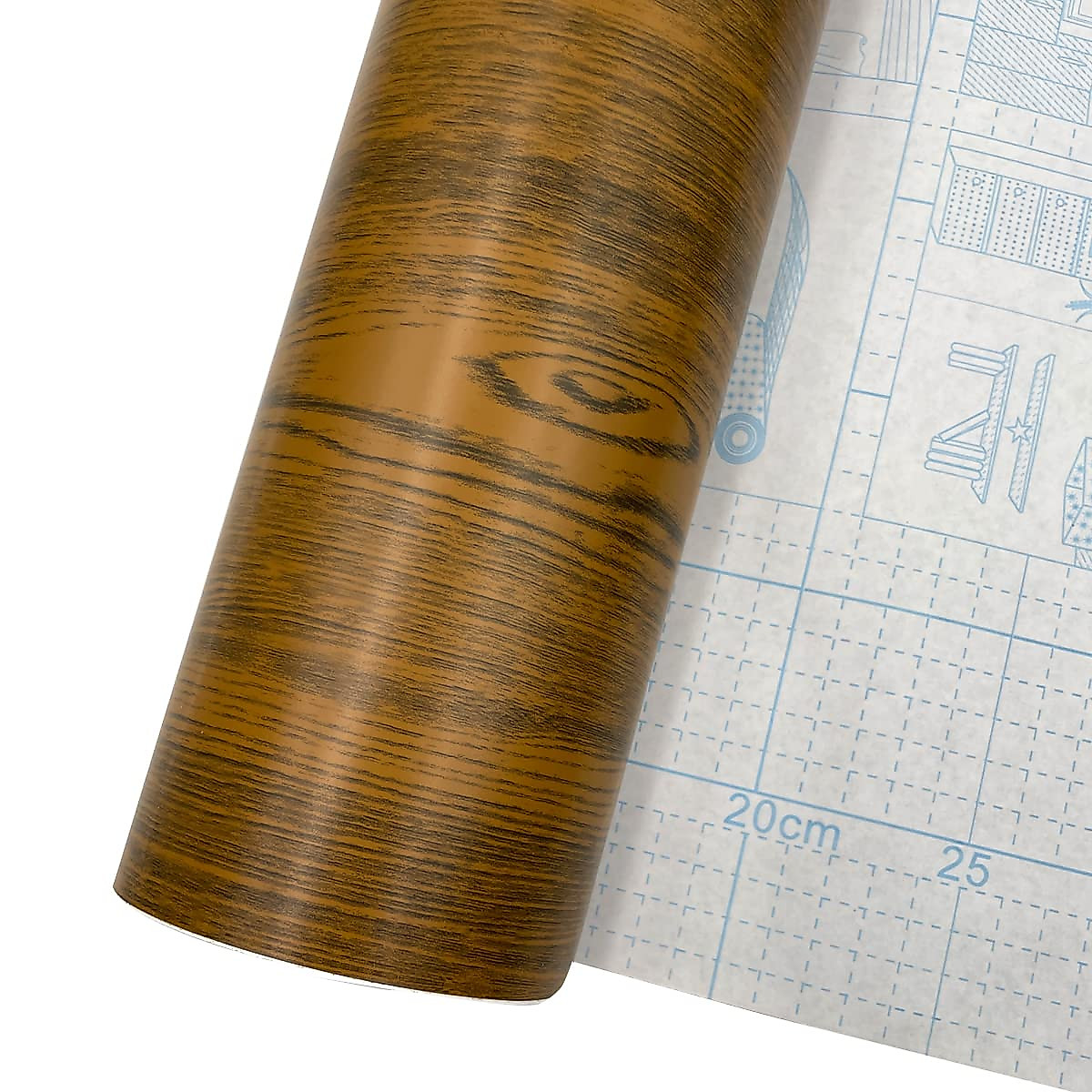 Yifely Dark Brown Walnut Wood Grain Countertop Decor Paper Self-Adhesive Shelf Liner Door Sticker 17.7 Inch by 9.8 Feet