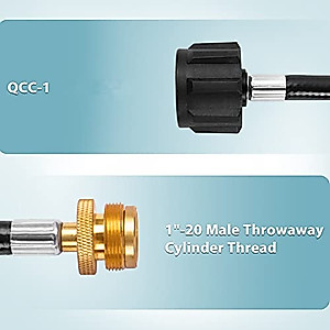 SHINESTAR 1lb to 20lb Propane Adapter Hose (6FT), Comes with A Propane Refill Adapter for 1lb. Tanks