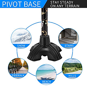 LIXIANG Walking Cane with LED Light, Adjustable Folding Walking Cane for Women and Men, Lightweight Portable Collapsible Cane Quad Cane for Senior Balance