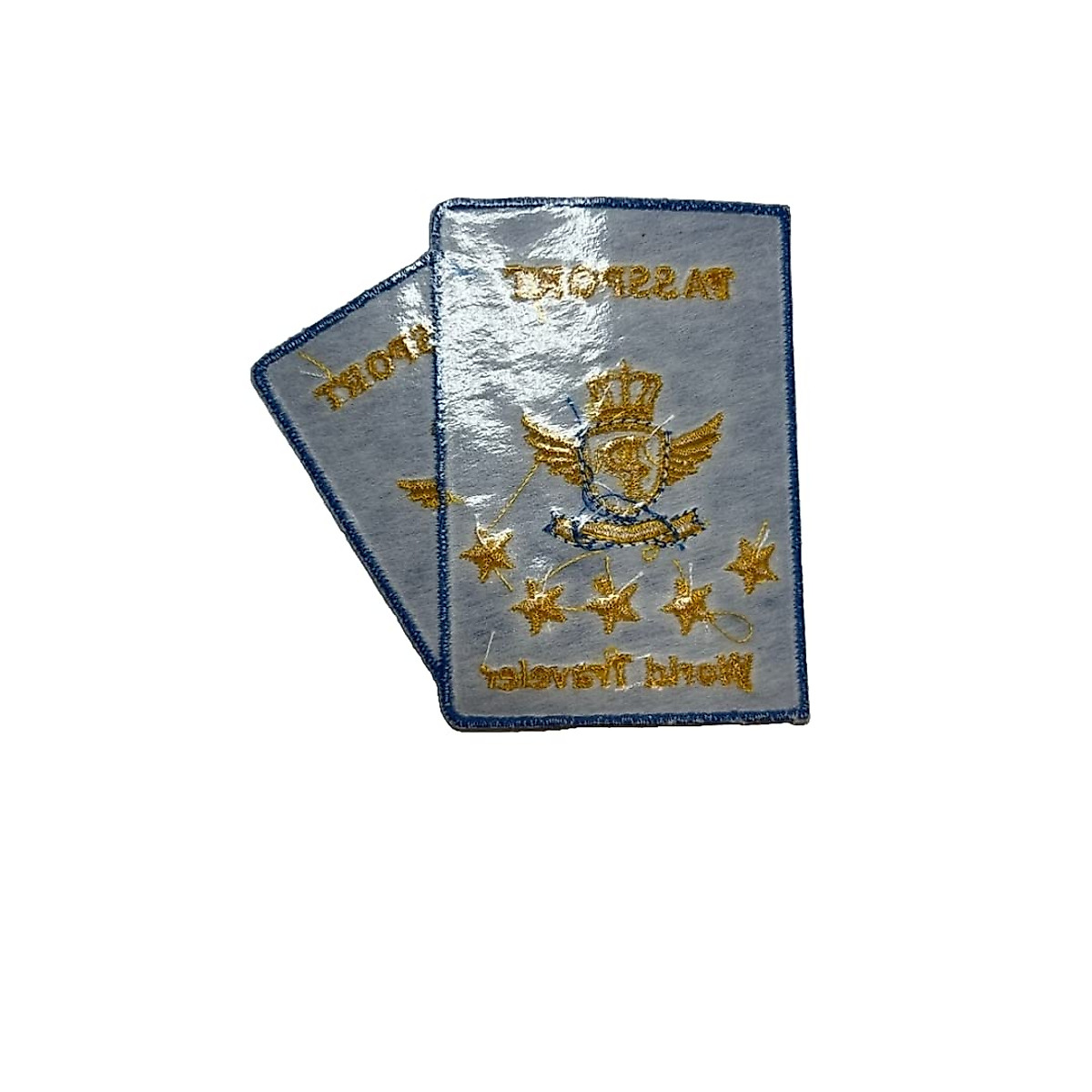 Patch Party Club "World Traveler," Gold Passport Patch, Unisex Iron-on Embroidered Patch, Melanin Travels, 3"inch x 3" Patch