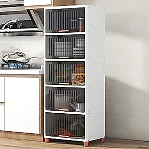 Plastic Storage Bins - 5 Drawers Flip Open Storage Bins, Plastic Home Storage Organizer, Tall Organizer Tower for Bedroom, Bathroom, Office, Laundry, Kitchen, Craft Room, Nursery and School Dorm