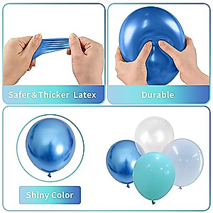 Teal Blue Balloons, 60 PCS Turquoise Blue Balloons with Transparent Balloon Metallic Blue Balloons, Pastel Baby Blue Balloons Pearl Teal Balloons for Ocean Shark Sea Mermaid Theme Party Decorations