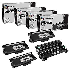 LD Compatible Toner Cartridge & Drum Unit Replacements for Brother TN750 High Yield & DR720 (3 Toners, 1 Drum, 4-Pack)