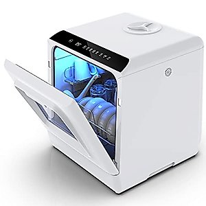IAGREEA Portable Countertop Dishwasher, No Hookup Needed, Compact Dishwasher With 5-Liter Built-in Water Tank,5 Programs, 360° Dual Spray