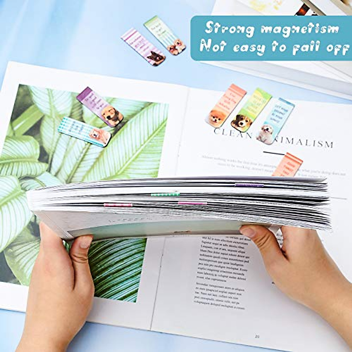 24 Pieces Magnetic Bookmarks Magnet Page Markers Inspirational Bookmark with Scripture and Inspiration Quotes Assorted Book Markers Set for Students Teachers Reading Supplies Puppy Faces