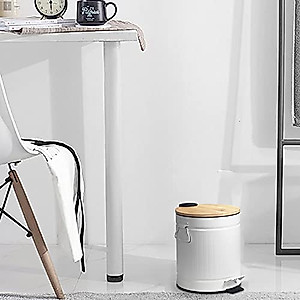 Small Trash Can with Lid Soft Close, 1.3 Gal Step Wastebasket, Garbage Container Bin with Removable Inner Bucket for Bathroom, Bedroom, Office, Anti-Fingerprint Matt Finish (1.3Gal/5L, White)