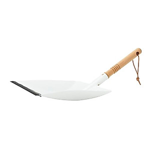 REDECKER Heavy Duty Steel Dust Pan, Powder-Coated White, Large Dustpan with Long 17-3/4-Inches Oiled Beechwood Handle for Home and Outdoor Use, Industrial Quality, Made in Germany