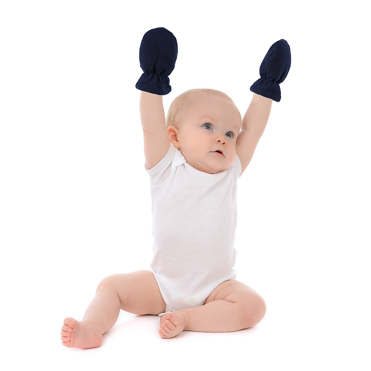 SATINIOR 3 Pairs Baby and Toddler Winter Mittens Kids Fleece Warm Mittens for Baby Boy Girl (Black, Navy Blue, Grey, 6-18 Months)