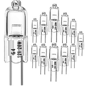 EKSAVE Halogen Bulbs G4 20W 12V T3 JC Type 2 Pin Base Replacement for Landscape Under Cabinet Puck Light Track Lighting Dimmable(12 Pack)