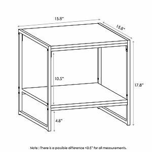 FURINNO Camnus Modern Living 2-Tier End Table, Columbia Walnut, 15.9 in x 15.75 in x 18 in