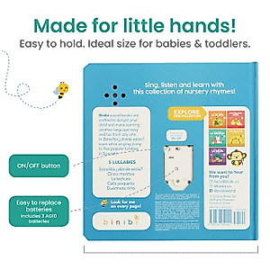 Binibi Spanish Musical Book for Toddlers 1-3 Estrellita ¿Dónde Estás? & Other Nursery Rhymes | Spanish Learning for Kids | Bilingual Children's Book | Sound Book | Libro en español para bebés
