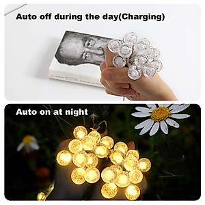 Abeden Solar String Light Outdoor,16ft 50LED Crystal Globe Lights,8 Modes Waterproof Bulb String Lights for Home,Garden,Patio,Wedding,Party Outdoor Wall Decoration