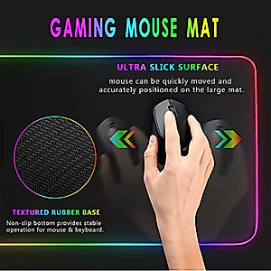 31.5"X12" RGB Gaming Mouse Pad, Large LED Mousepad with 11 Lighting Modes, Soft Non-Slip Rubber Base Mouse Mat for Computer Desk Keyboard, Waterproof XL Gaming Mousepad.