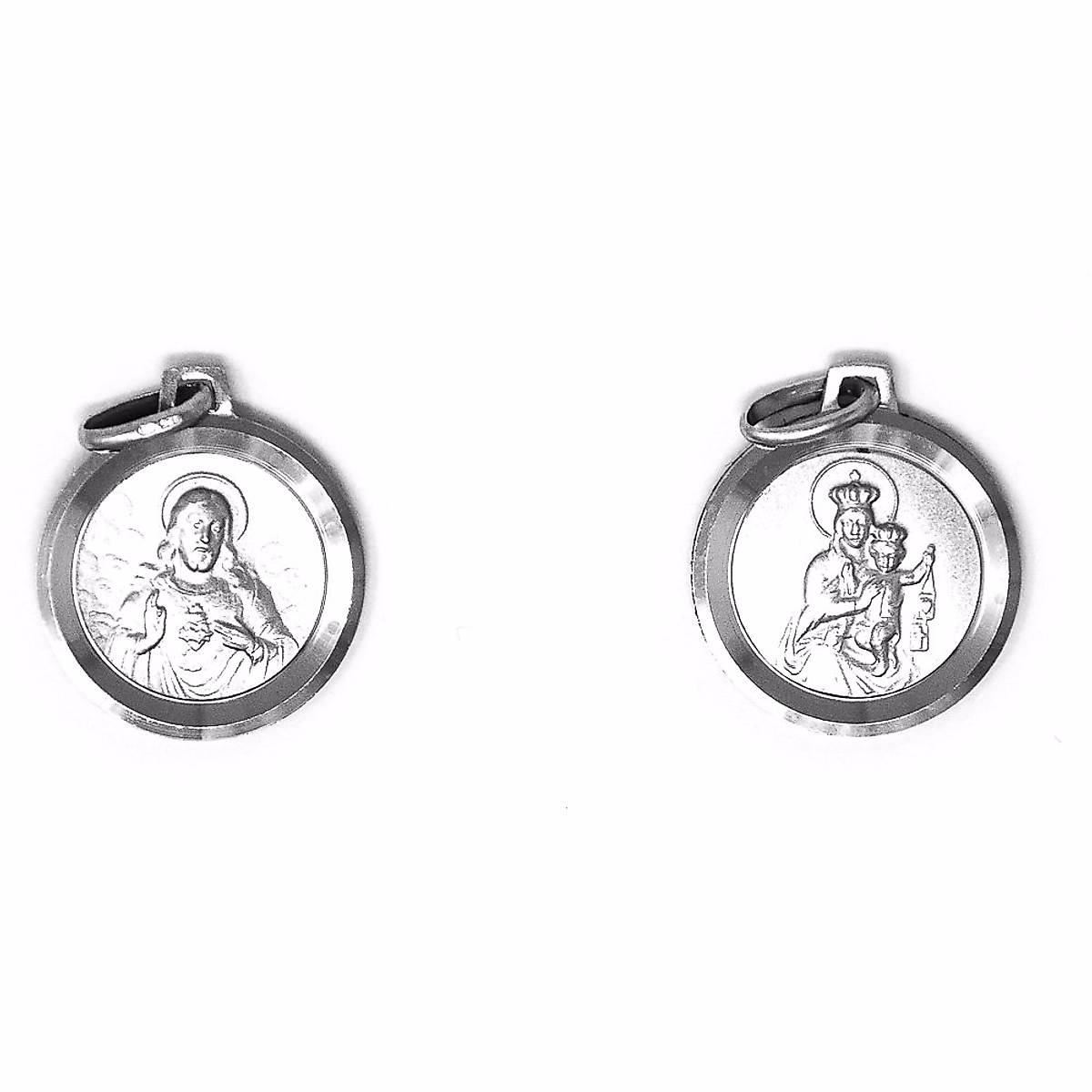 925 Scapular Medal - Sacred Heart of Jesus & Mount Carmel Silver Catholic Medal+ Prayer Card.