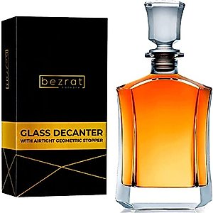 Whiskey Decanter With Glass Stopper - Capitol Liquor Decanter - Airtight Stopper for Wine, Bourbon, Brandy, Juice, Water - Decanter Sets For Men Christmas Gifts for Dad Boyfriend Husband Him - 24 oz
