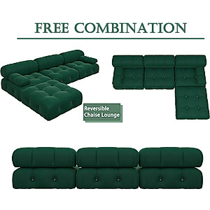 BOKIFOL Sectional Sofa, Modular Sectional Couch with Ottomans- L Shaped Couch for Living Room, 4 Seater Sofa Sets,104"(Green)