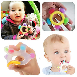 haakaa Baby Teethers Toys Baby Teething Toys for Babies Silicone New Palm and Ferris Wheel Teethers Combo Soft Baby Sensory Toys, Teething Pain and Itching Gums, BPA Free, 3m+, 2 pcs