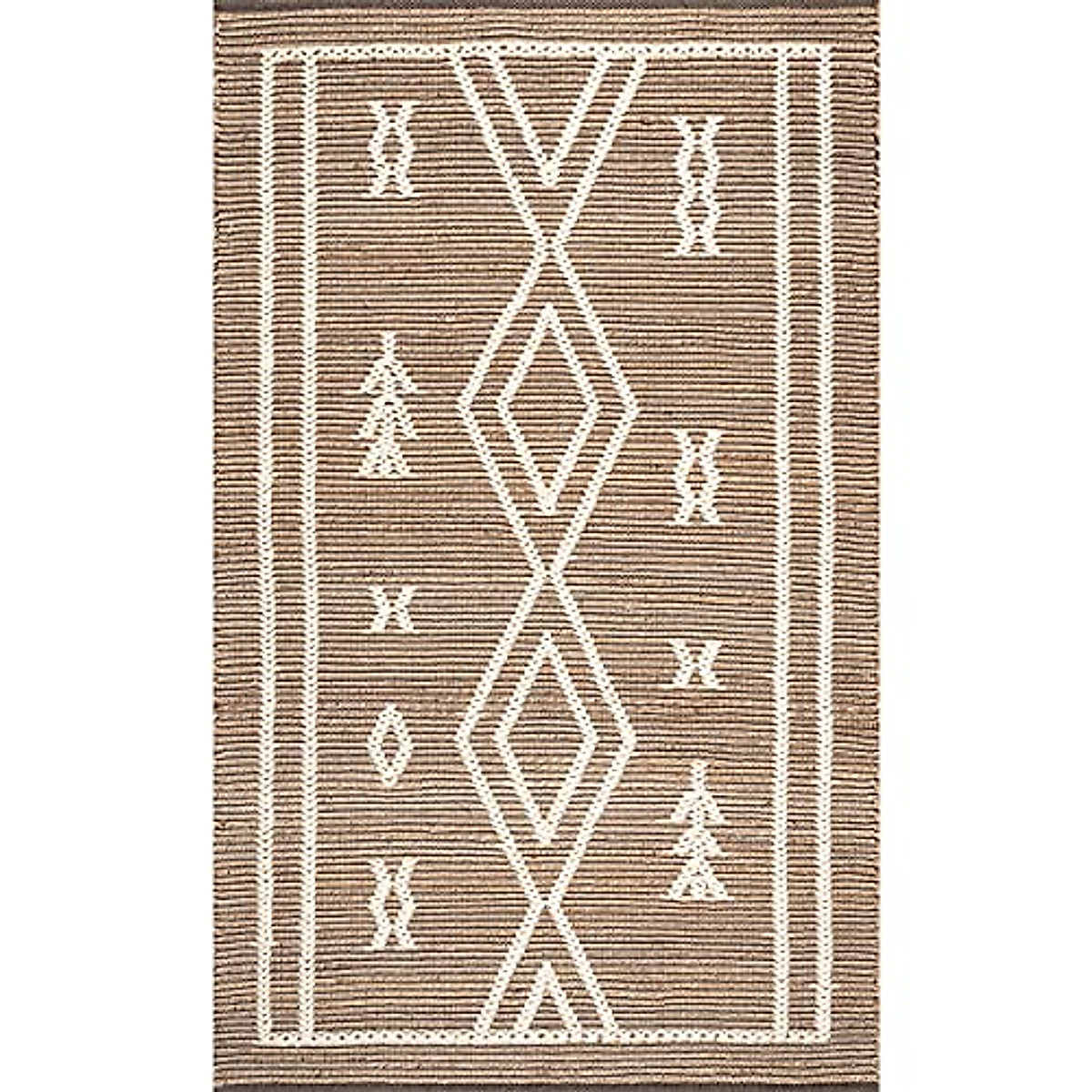nuLOOM Ricki Hand Woven Tribal Flatweave Area Rug, 8' x 10', Natural
