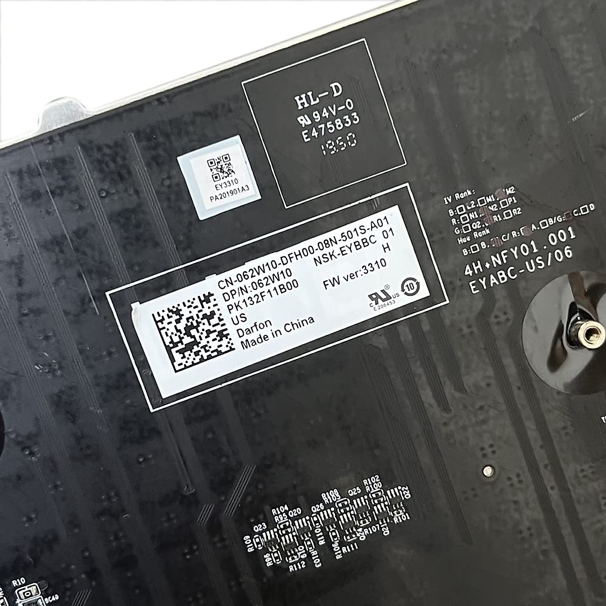 Huasheng Suda RGB Backlit Keyboard US Replacement for DELL Alienware 17 R5 51M 062W10 62W10 ， PK132F11B00 NSK-EYBBC