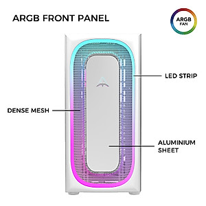 ALSEYE Ai-Pro White E-ATX Gaming PC Case with Pre-Installed Halo-Pro ARGB Fan, LED Strip in Front Panel, Tempered Glass Side Panel, Supports for up to 7 x 120mm Fans & 2 x 360mm Radiators