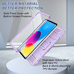 Soke Case for iPad (A16) 11th Generation 11-inch 2025, iPad 10th Generation 10.9-inch 2022, with Built-in Screen Protector and Kickstand, Rugged Full Body Protective Cover - Violet