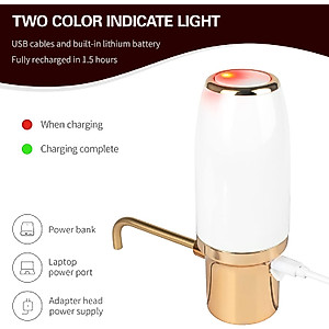 Thirdtms Electric Wine Aerator Pourer, Wine Air Aerator Pourer, Electric Wine Decanter with Aerator, Wine Pourer Spout, USB Rechargeable, Gift Idea for Wine Lovers White & Gold